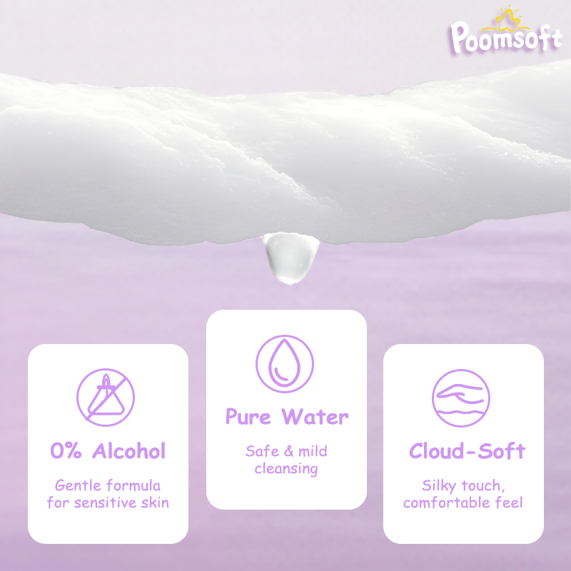 Poomsoft 10 Packs x 100 Sheet Baby Wipes Lavender Scent Gentle Alcohol ...