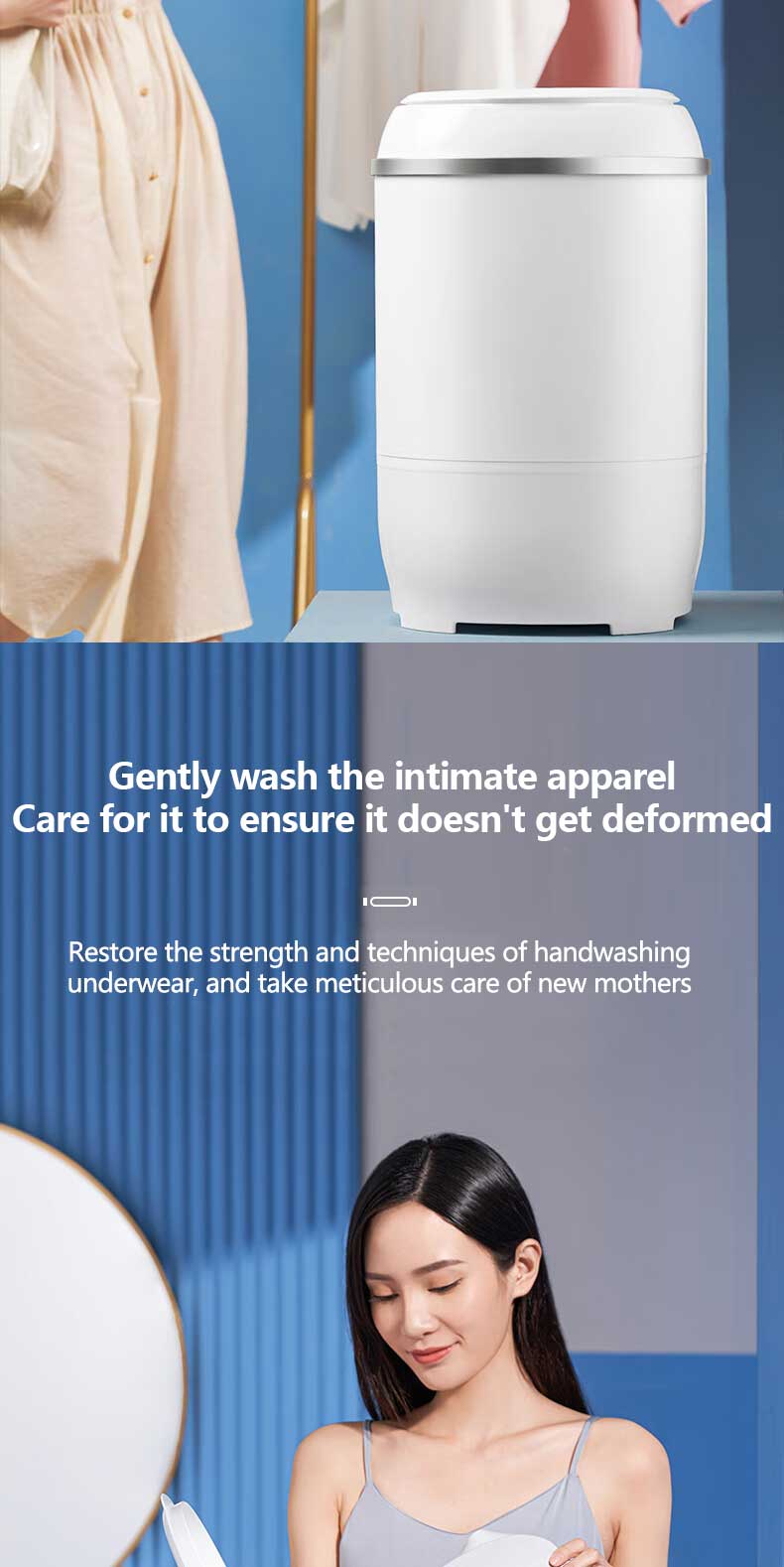 KANAZAWA Portable Washing Machine Household 60Hz With Blue Light ...