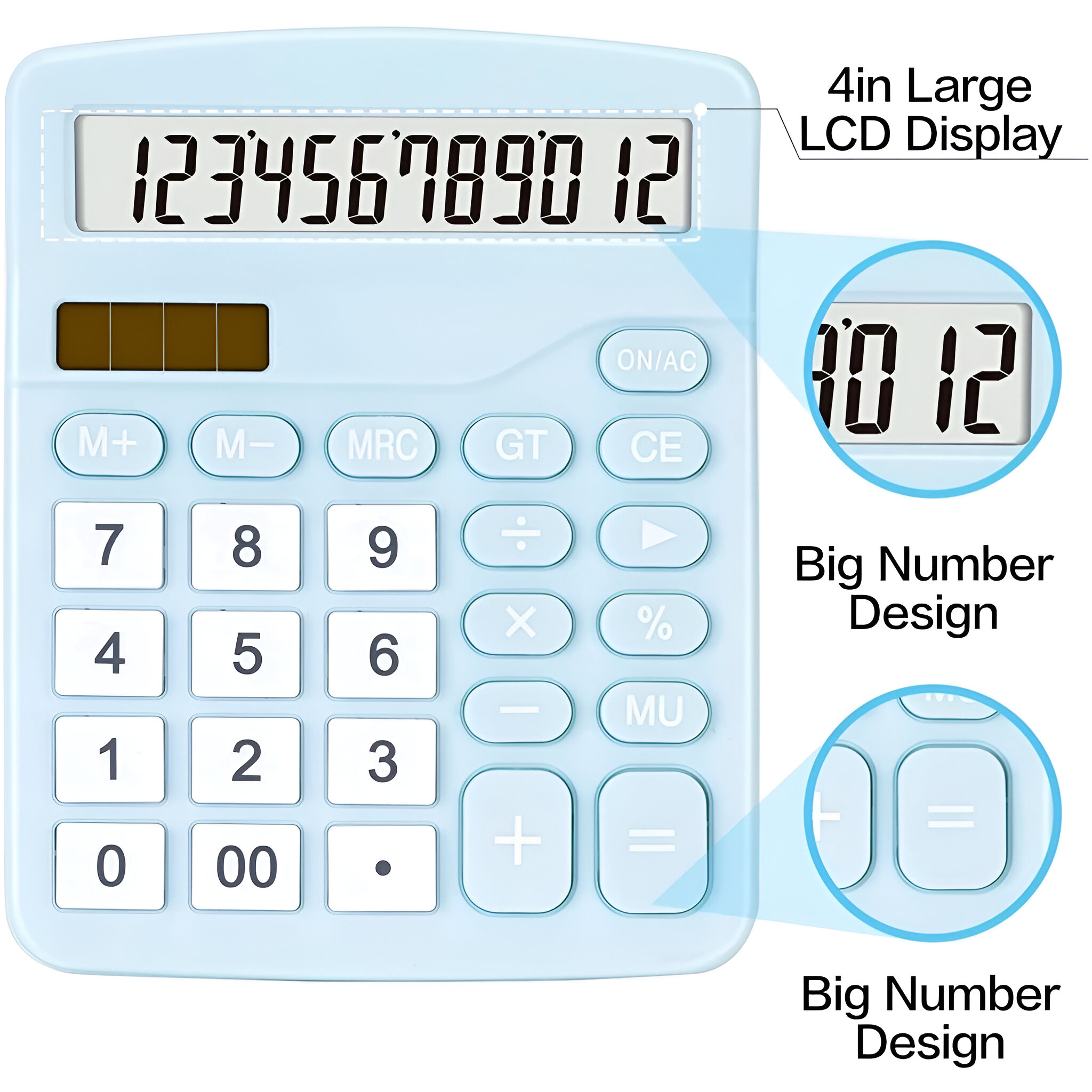 (Amara) Solar Scientific Calculator Desktop Financial Office Computer ...