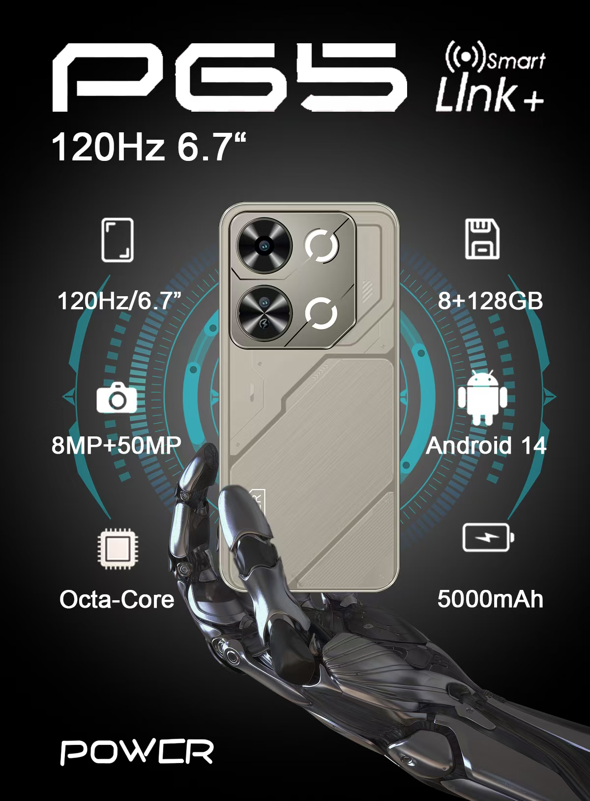P65 8GB (4+4GB)+ 128GB 120HZ Refresh | 6.7 Big Screen | 50MP Dual ...