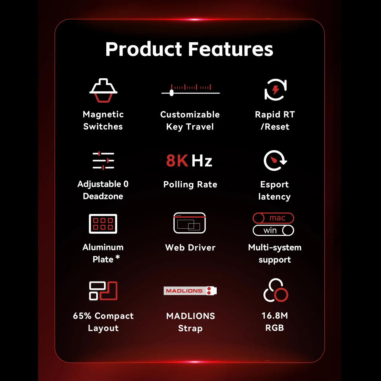 Madlions MAD 68 HE PRO 65% Wired RGB 8K Rapid Trigger Magnetic Switch ...