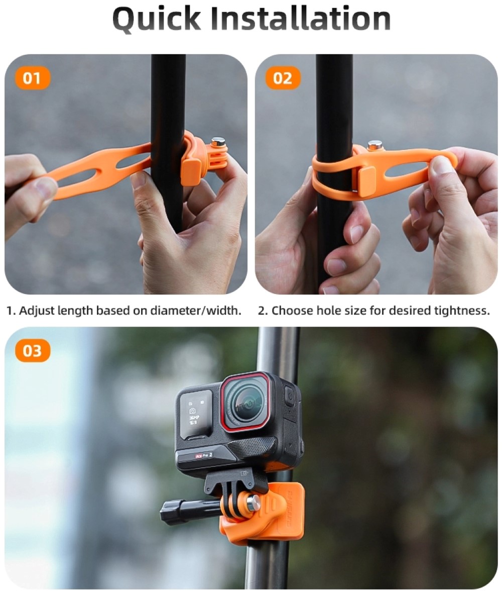 Sunnylife 360° Flexible Strap Mount Action Cameras - Wrap Band for Bike ...