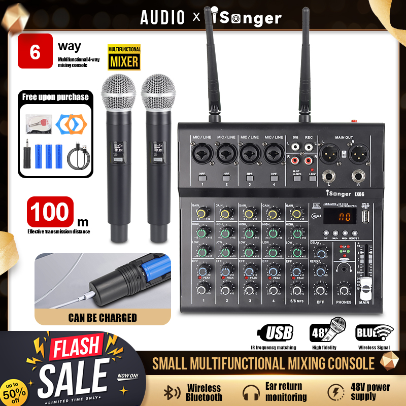 isonger Mixer- 6 Channel Compatible Professional Portable Digital DJ ...