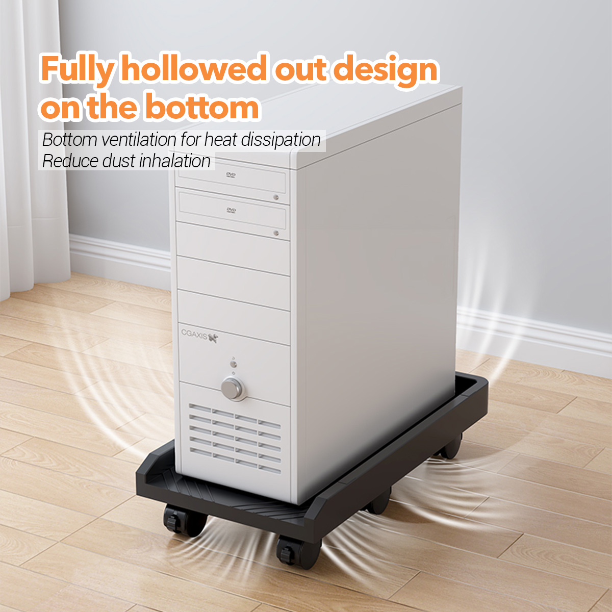 2-Tier CPU Holder Desktop Computer Tower Stand &6 Universal Wheels ...