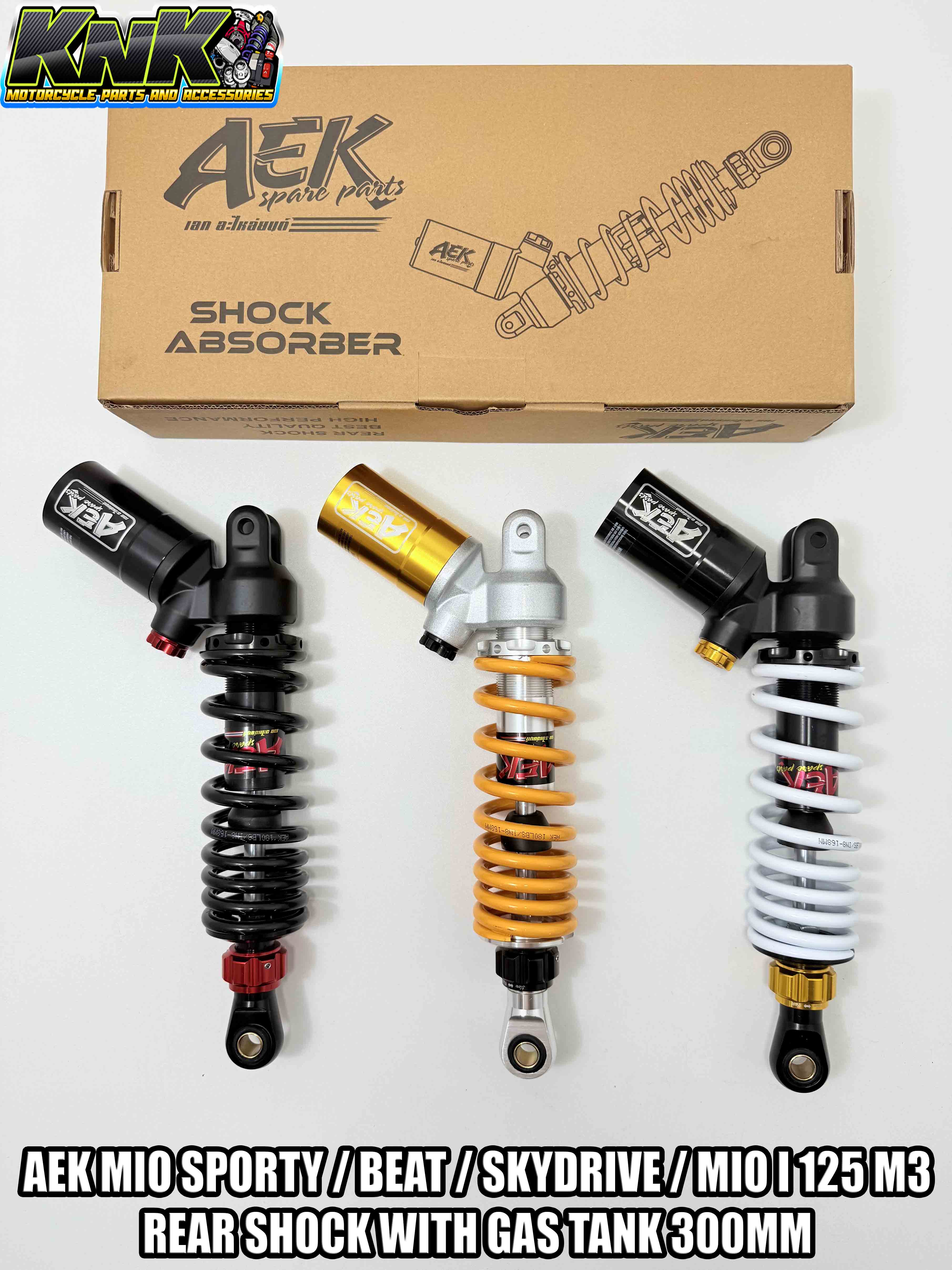 AEK REAR SHOCK ABSORBER W/ GAS TANK 300MM FOR MIO / BEAT / SKYDRIVE ...