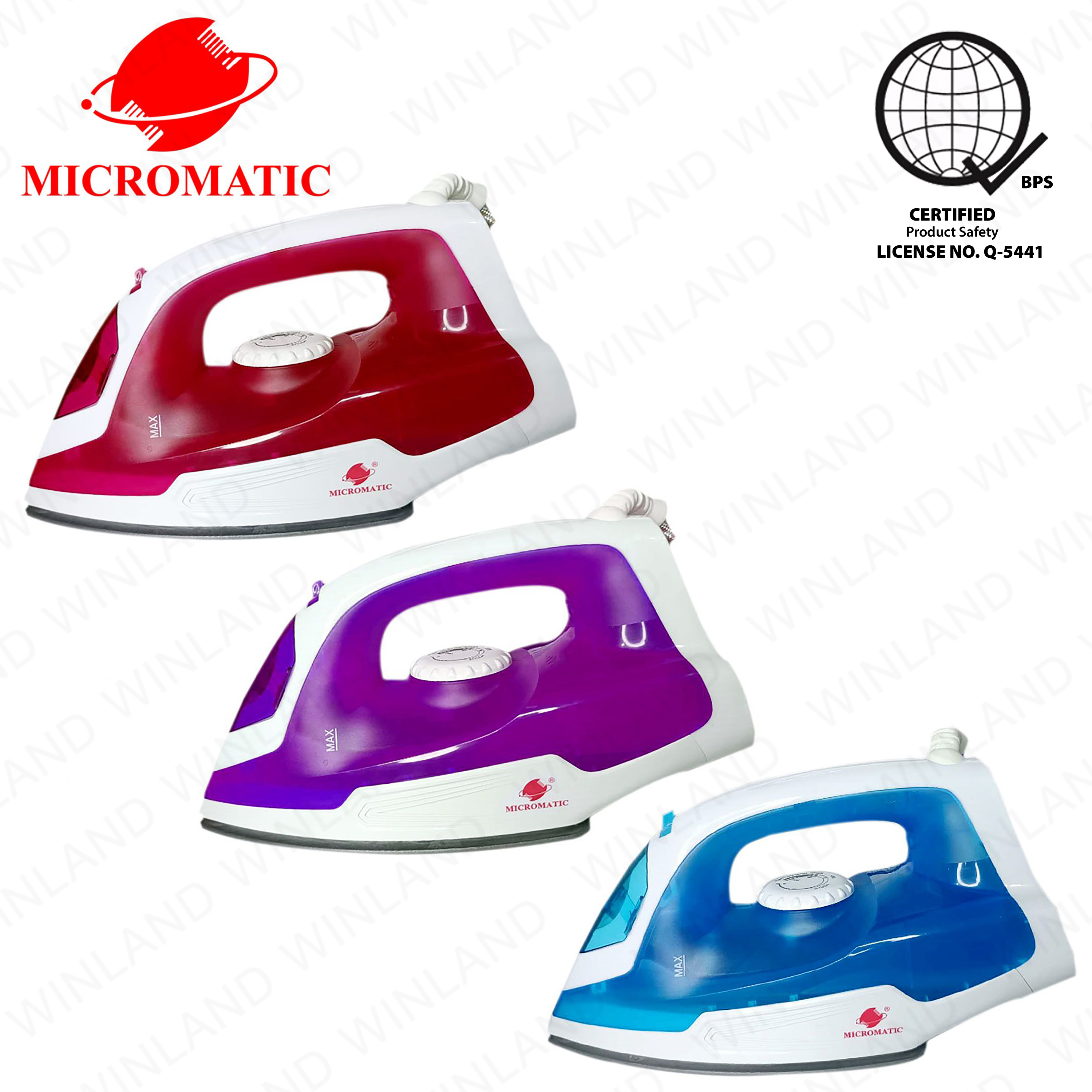 Micromatic by Winland Non-Stick Soleplate Flat Iron Dry and Steam ...