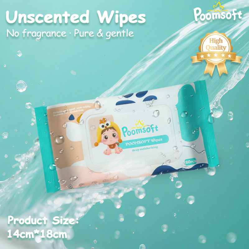 Poomsoft 5 Packs x 80 Sheet No-Alcohol Unscented Safe Baby Gentle Wipes ...