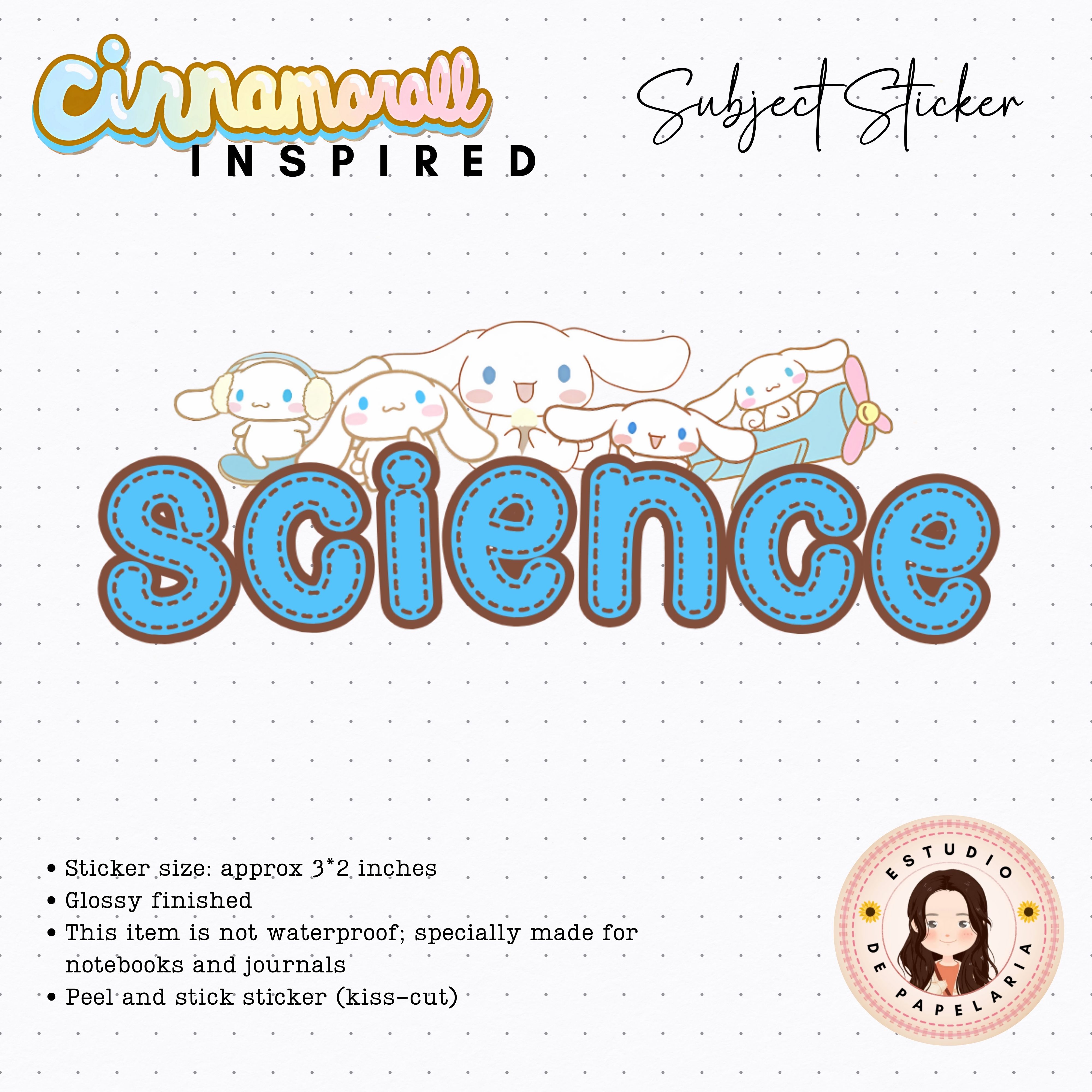 Estudio | Cinnamoroll Inspired Subject Label Sticker Sold per piece ...