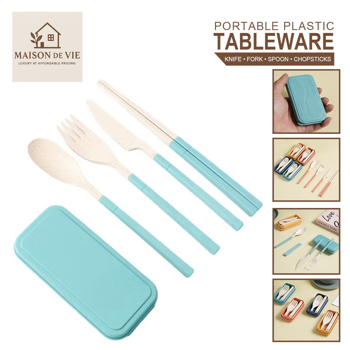 Collapsible Travel Utensils Set with Case (Random Color) | Shopee ...