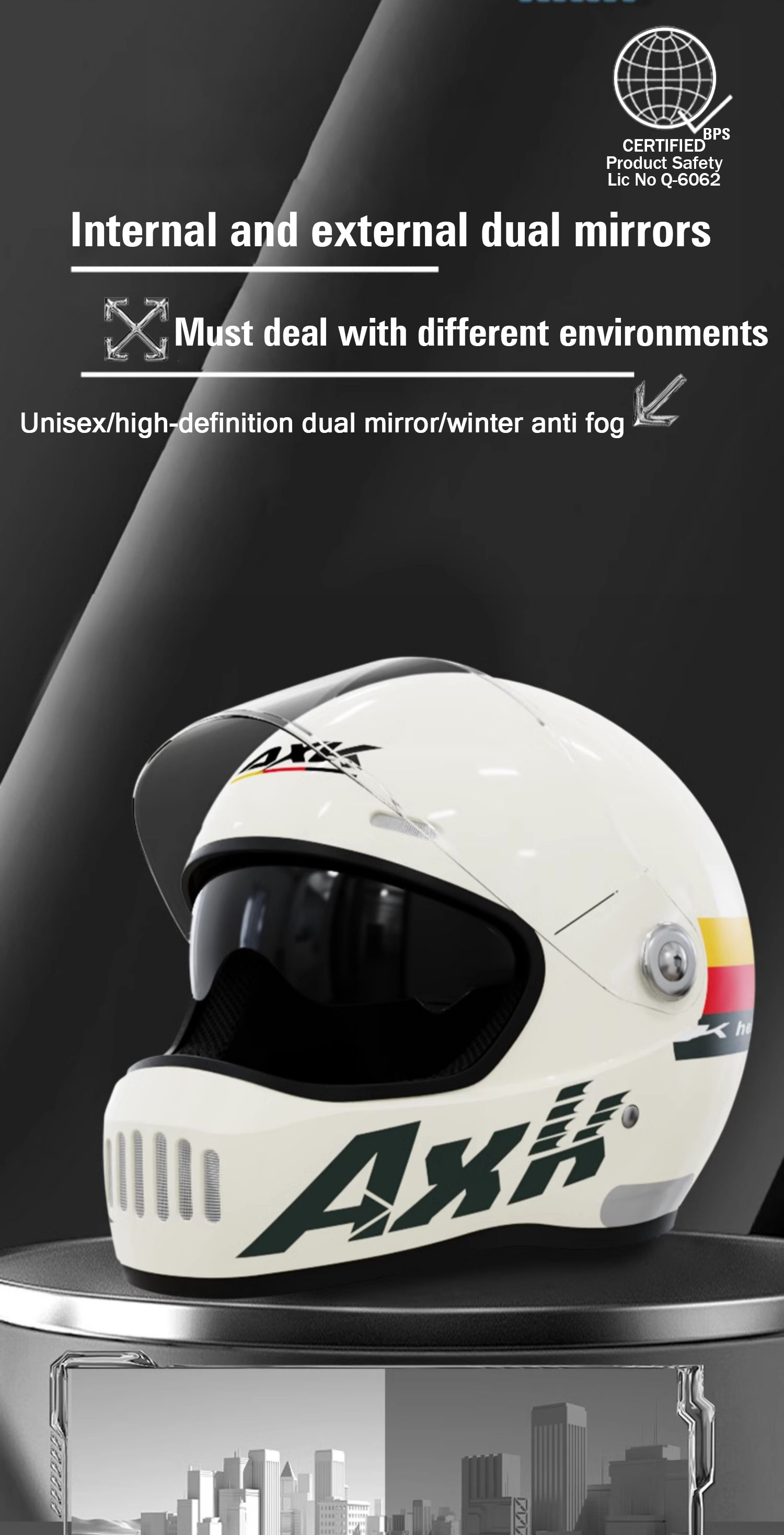 AXK 901 Double Miorr Motorcycle Full Face Helmet With ICC Sticker ...