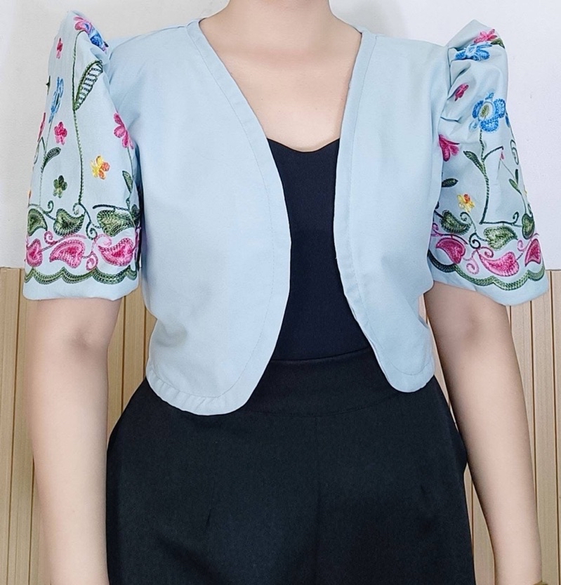Embroid Filipiniana Bolero in Cotton Embroid fabric freesize Large to ...