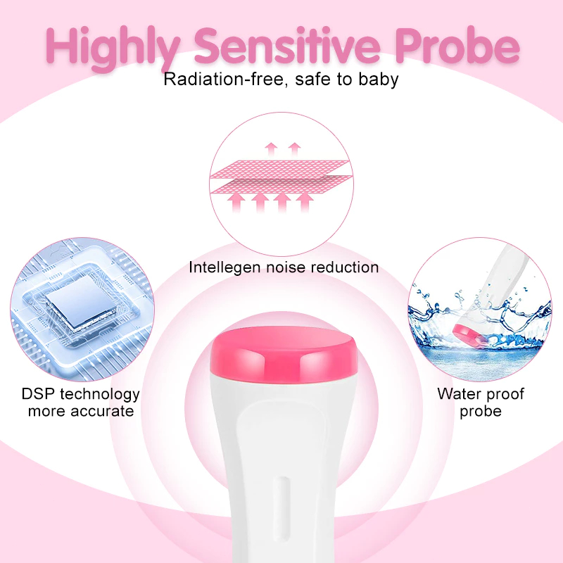 Doppler Ultrasonic Baby Heart Rate Detector Pregnant Portable Baby ...