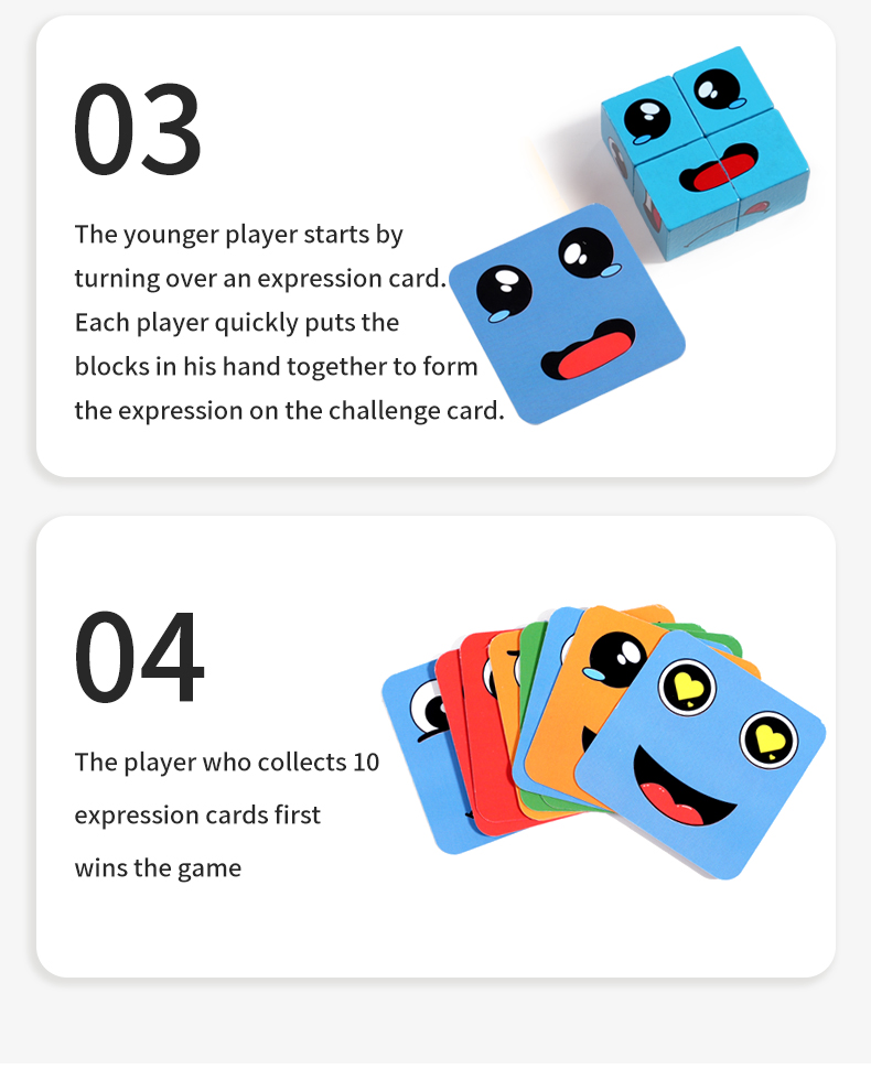 Timi 72pcs Cards Wooden Face Changing Educational Magic Cube Building ...