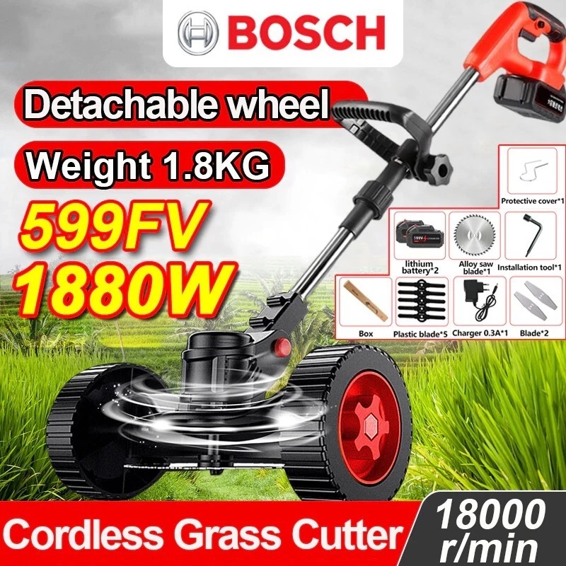 【READY STOCK】Grass Cutter 599FV Cordless Grass Cutter Electric Grass ...