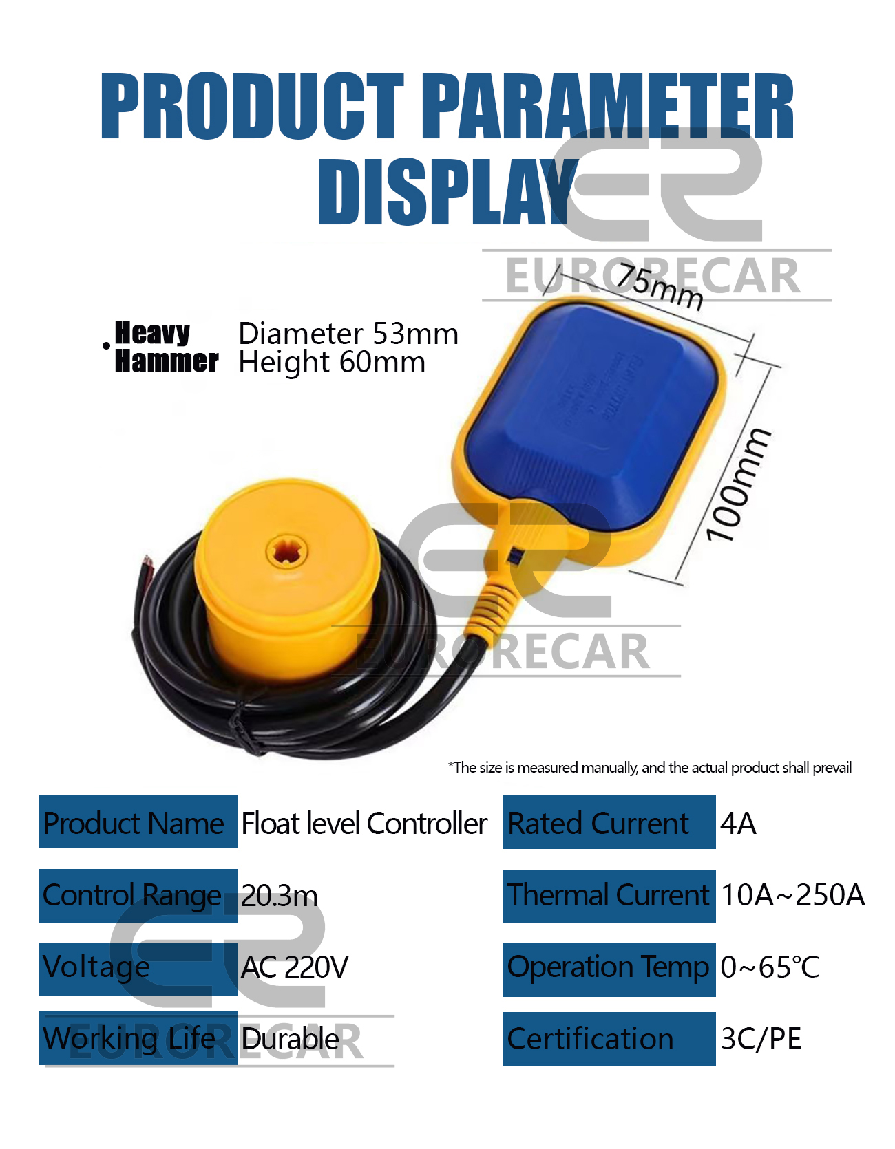 Electrical Water Level Control Float Switch With Customizable Cable Length Float Level Switch ...