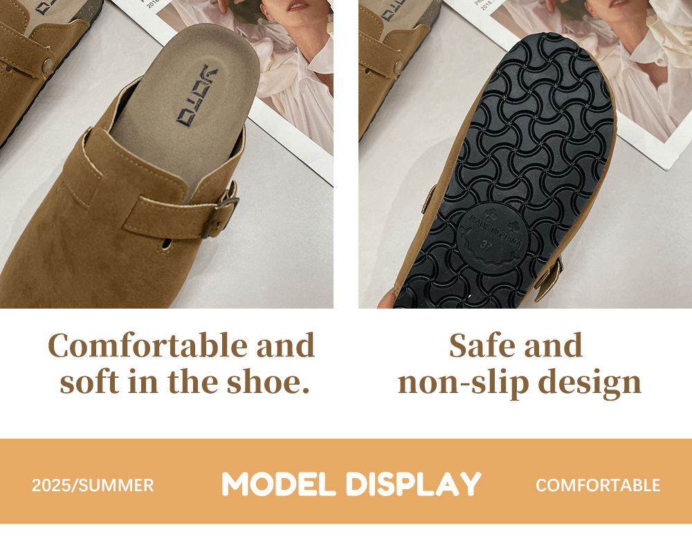 YOTO Soft Footbed Clogs Flat Sandals For Women Men Casual Buckle Baotou ...