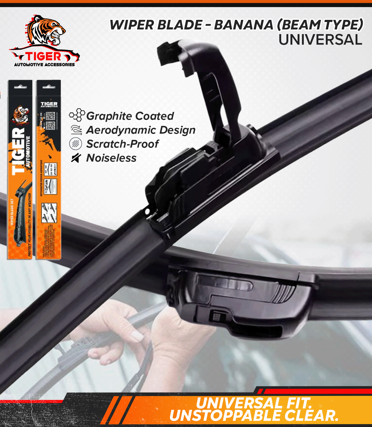 TIGERAUTO Universal Car Wiper Blade Beam Type - Banana Plastic ABS Flat ...