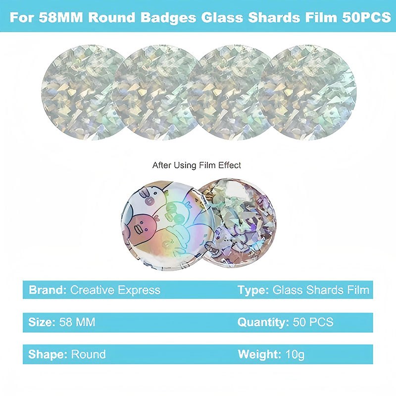 Creative Mylar Film 50PCS For Badge Glass Shards / Stars / Rainbow Film ...