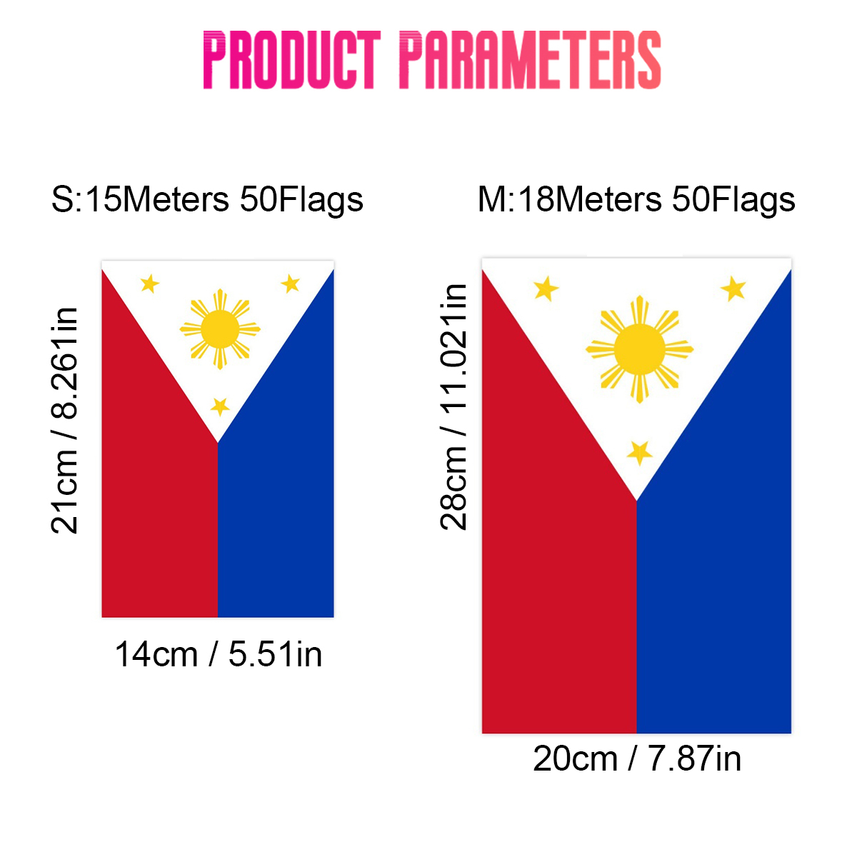15/18Meters 50Pcs Philippine Fiesta Flag Philippine Flag Banner ...
