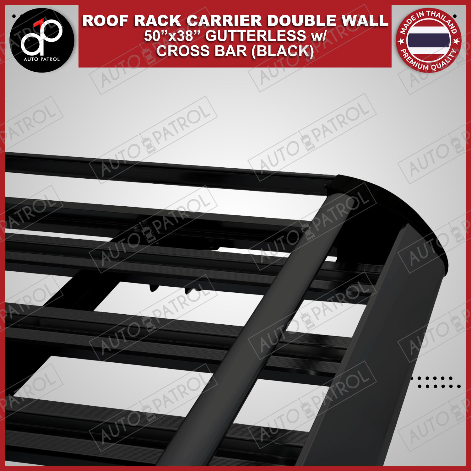 Double Wall Roof rack 50x38 inches Black with Gutterless w/ Cross bar ...