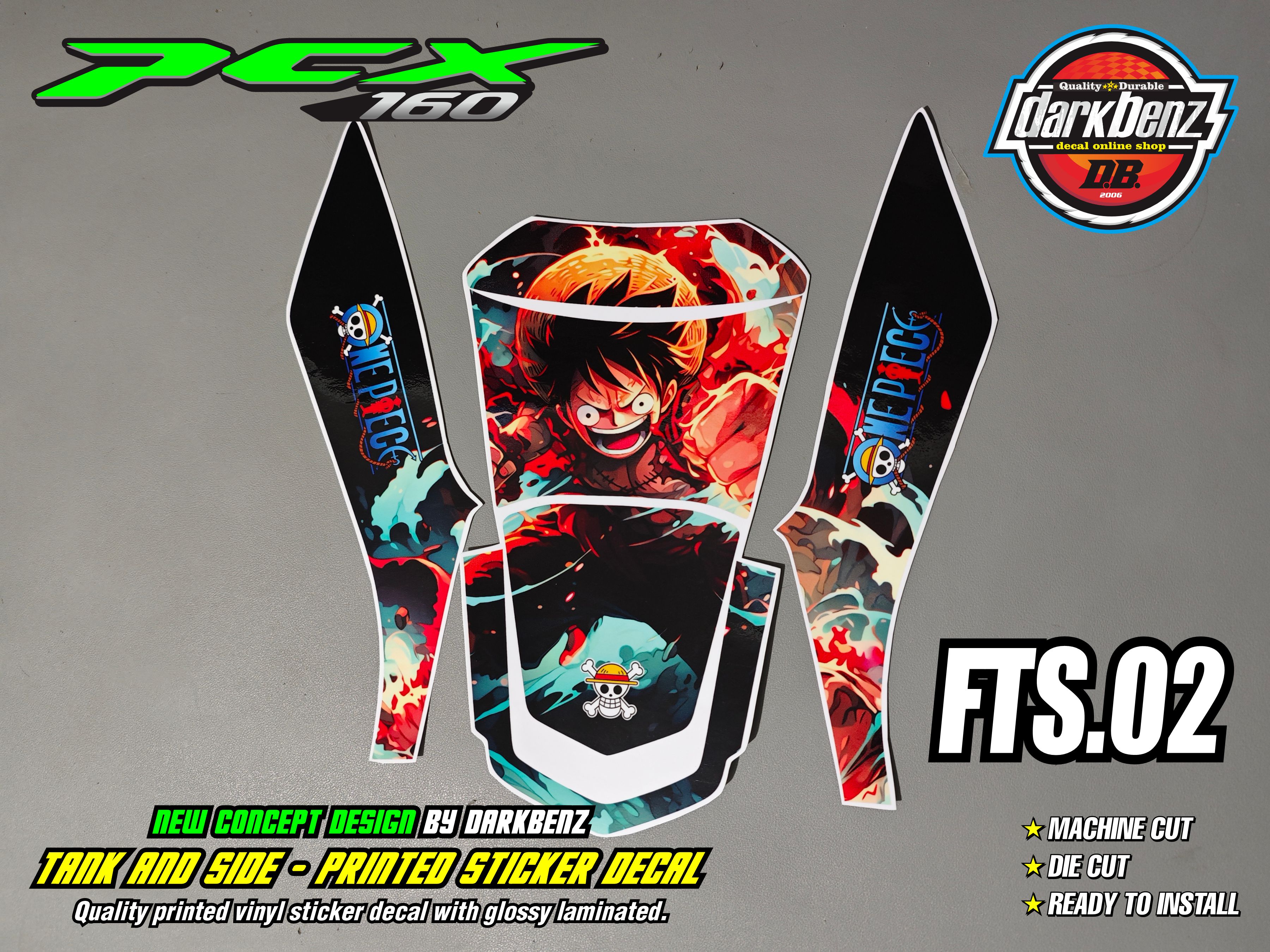 Honda PCX 160 New Luffy Concept Tank & Side Printed Vinyl Sticker ...