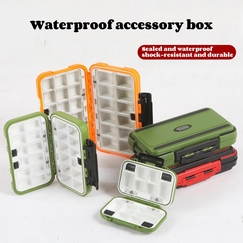 Fishing accessory box, bait box, fish hook storage box, double-layer ...