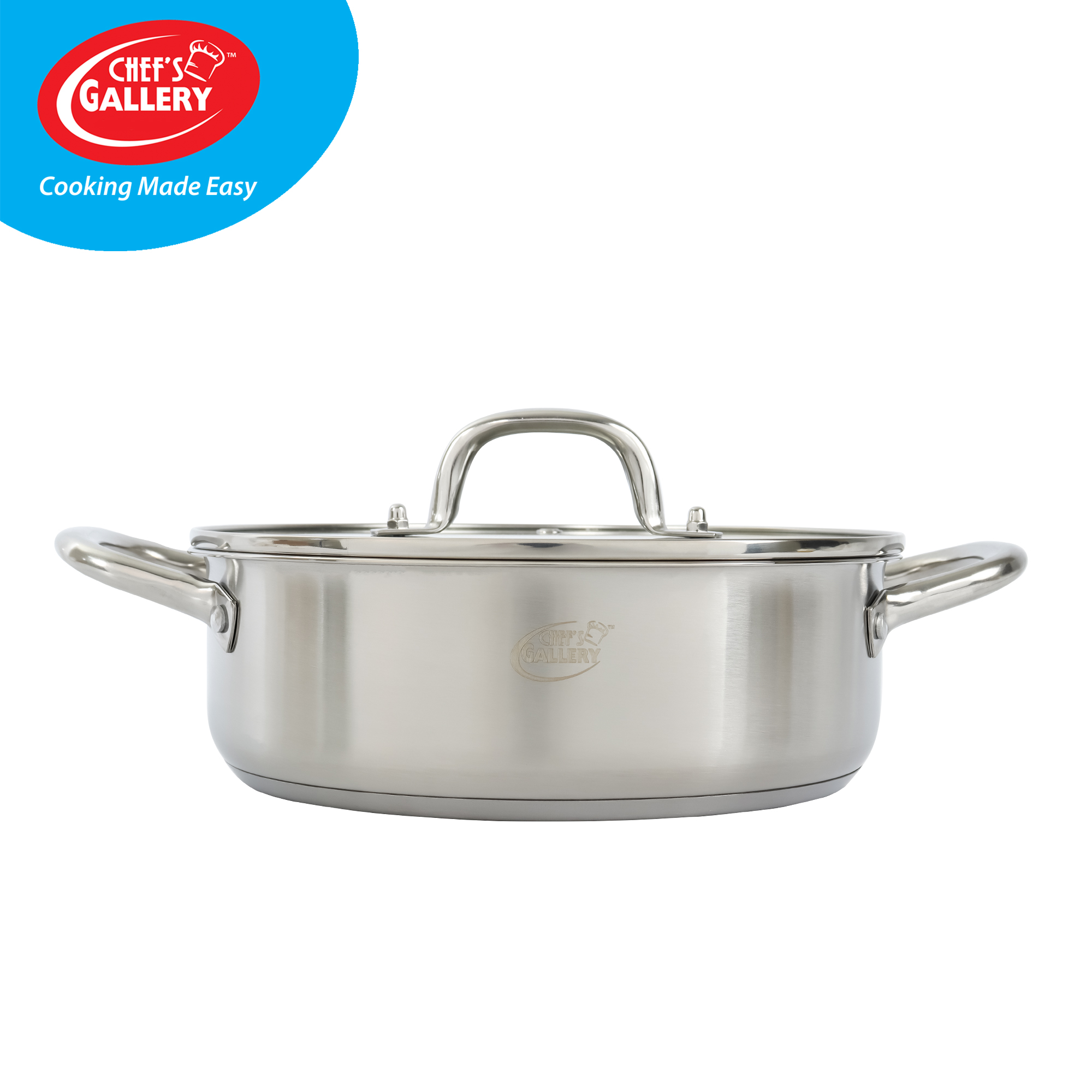 Chef's Gallery Stainless Steel Low Casserole 24cm (Brown Box) Induction Ready CG-SSC24-1L ...