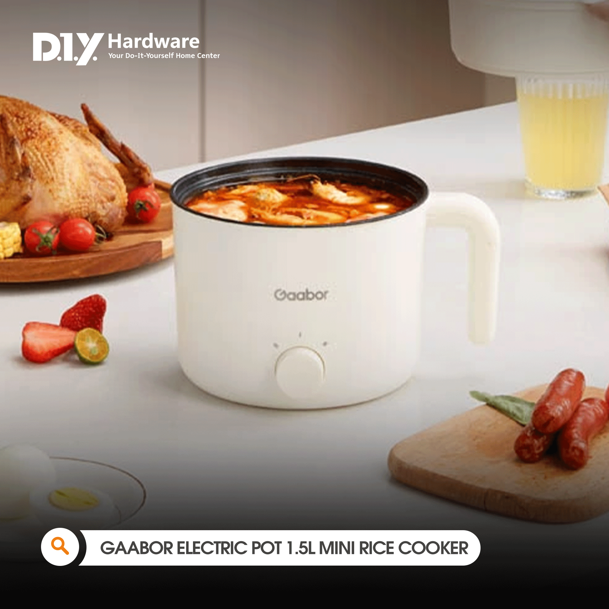 GAABOR Electric Pot 1.5L Mini Rice Cooker | Steaming & Cooking | Non ...