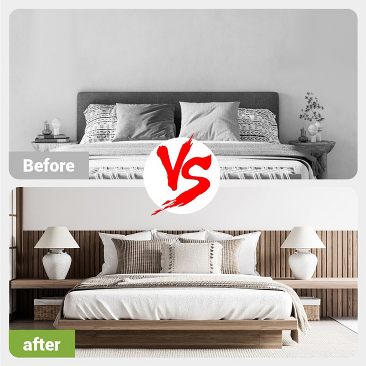 WPC Fluted Wall Panel Sticker Waterproof Grille Design Ecological Board ...