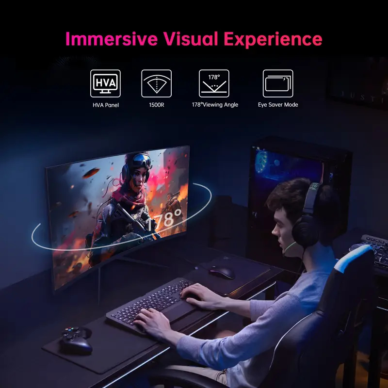 Expose Monitor 27 Inch curved Pc Gaming Monitor Desktop computer 24 ...