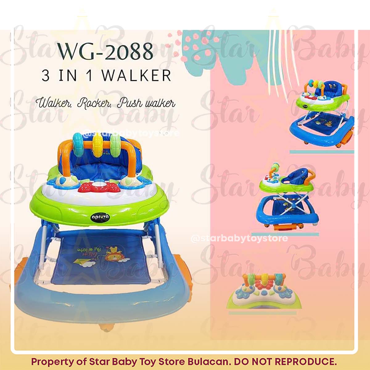 Star Baby Toy Store Apruva WG-2088 Adjustable Height Walker for Baby ...
