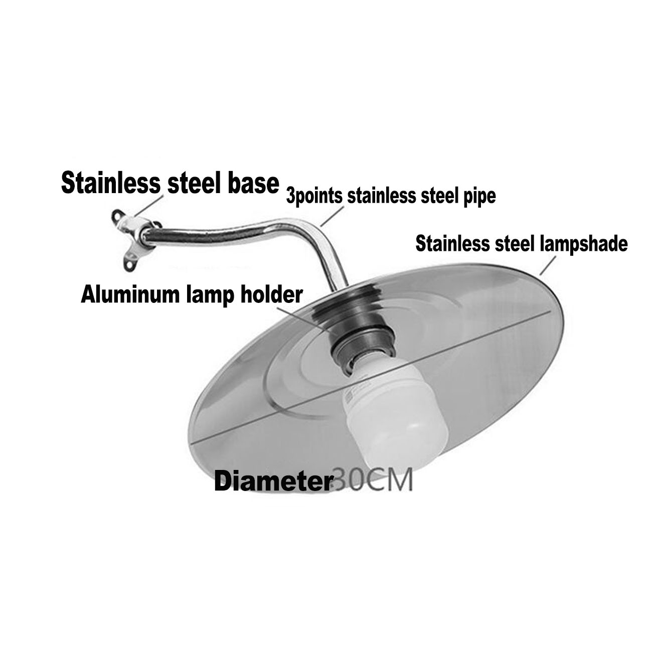 Outdoor Curved Pole Street Light 304 Stainless Steel Rainproof ...
