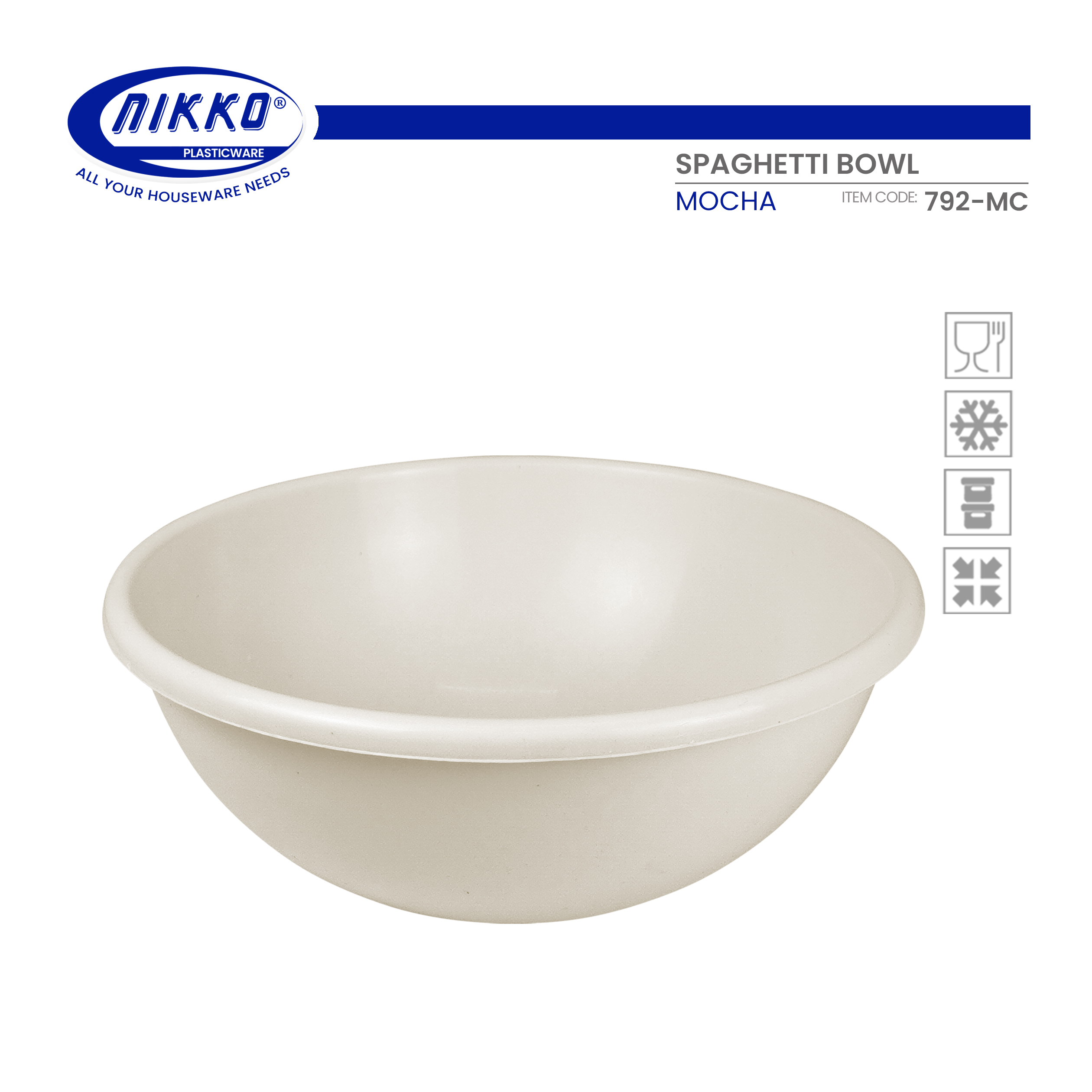 NIKKO Spaghetti Bowl with Free Serving Spoon and Fork - Multipurpose ...