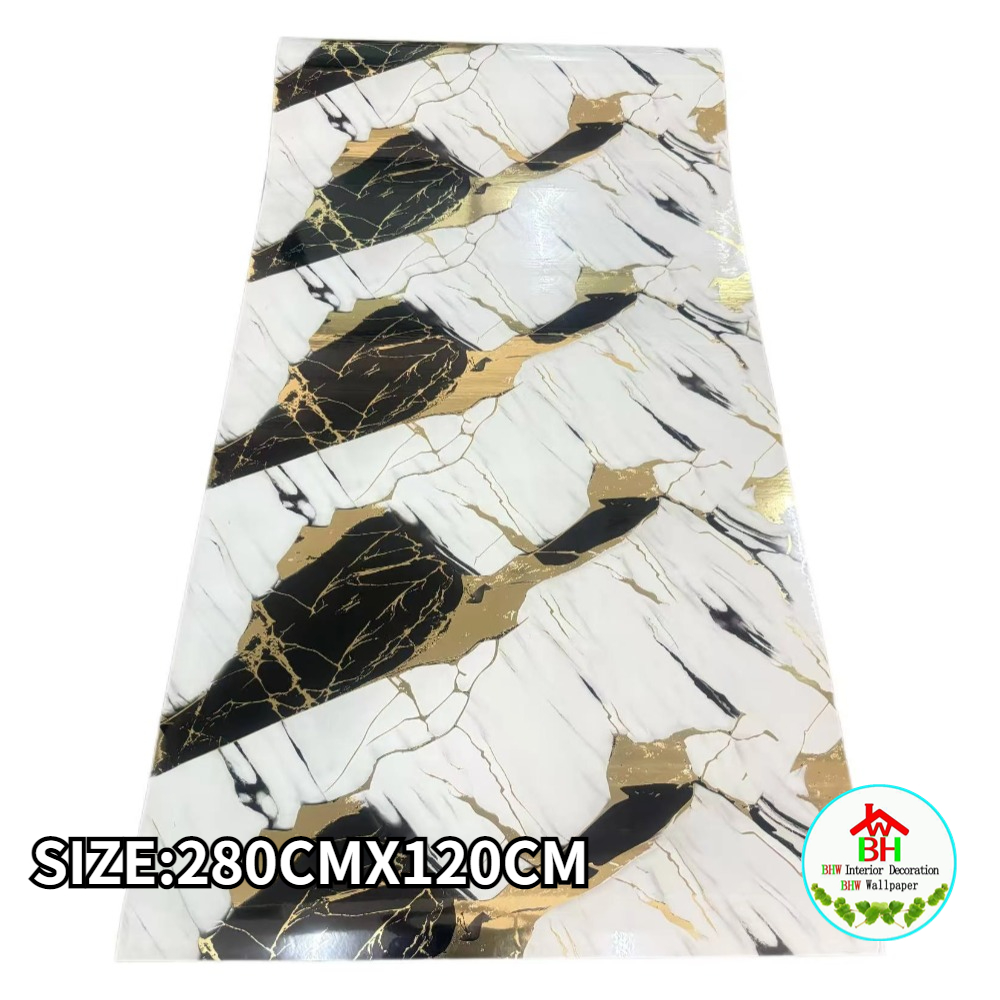 BHW Big Size 280CM * 120CM Gold-Finished Ink Faux Marble Self-Adhesive ...