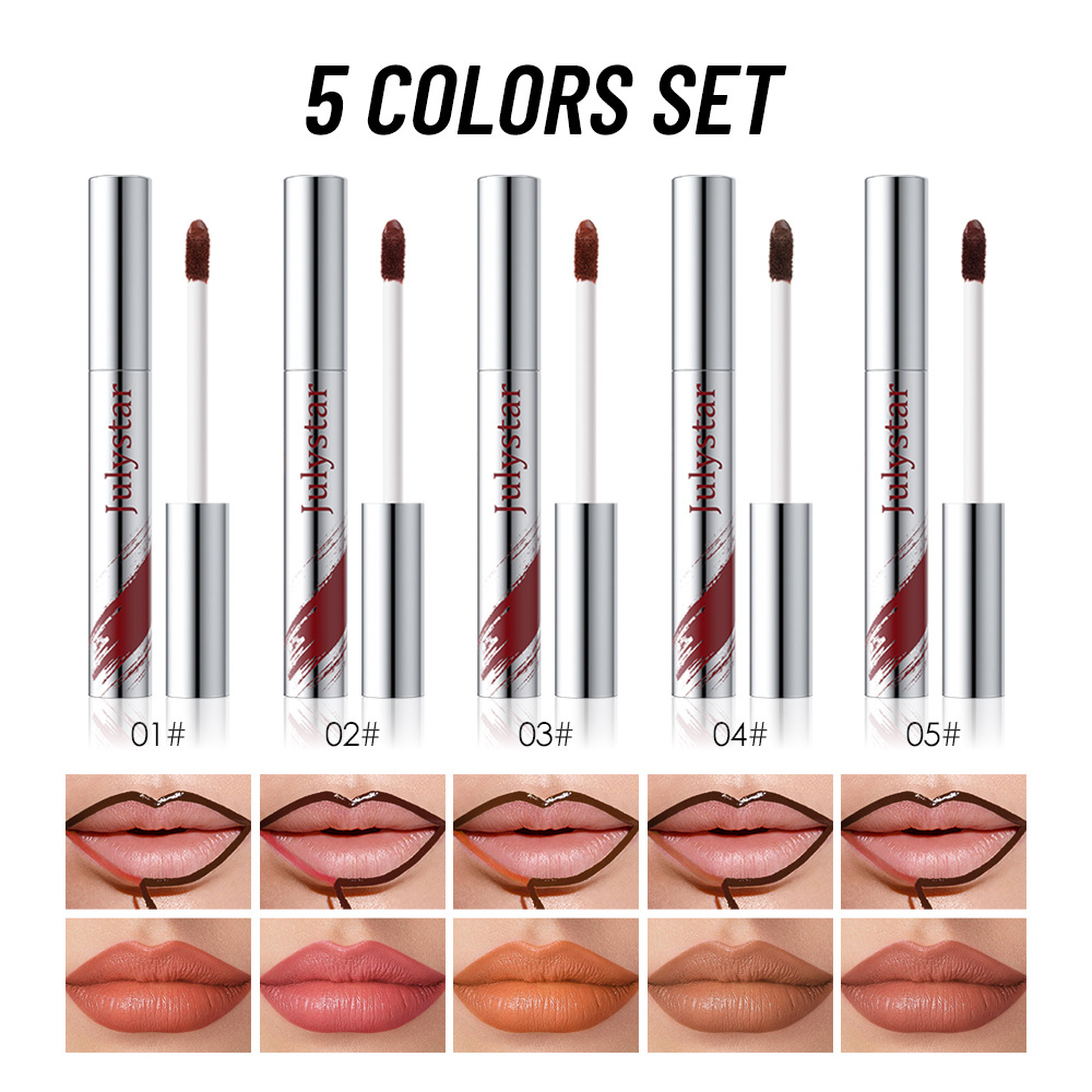 Julystar 5 colors/set Waterproof tear-off lip liner Matte long-lasting ...