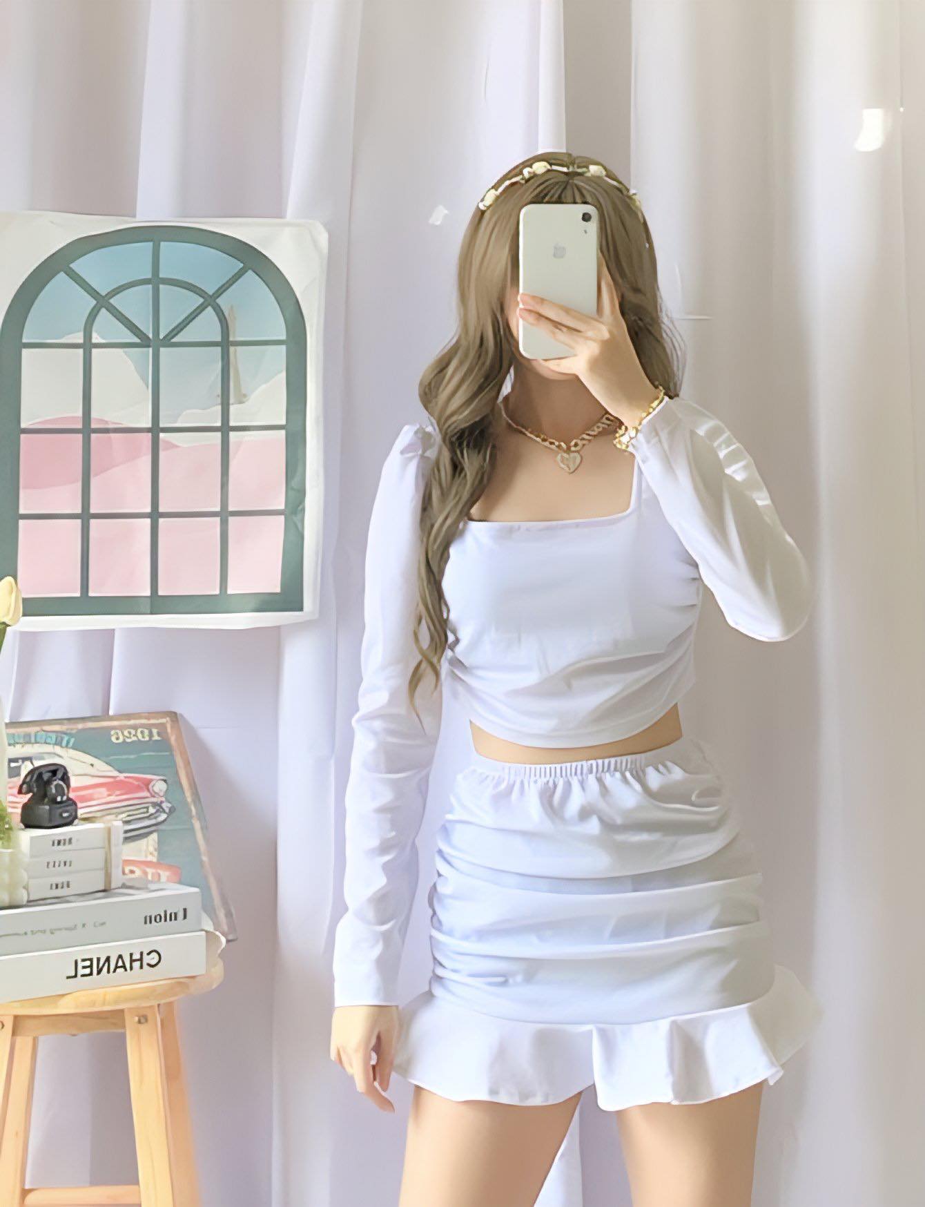 ZEALO Leyla Terno Longsleeves Square Neck Crop Top and Mini Skirt ...