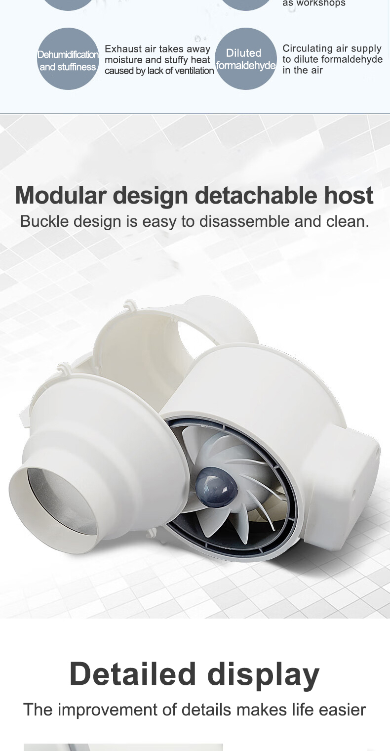 MIDOO Exhaust Fan 4"/ 5"/ 6"/ 8"inch High Suction Power Inline Duct ...