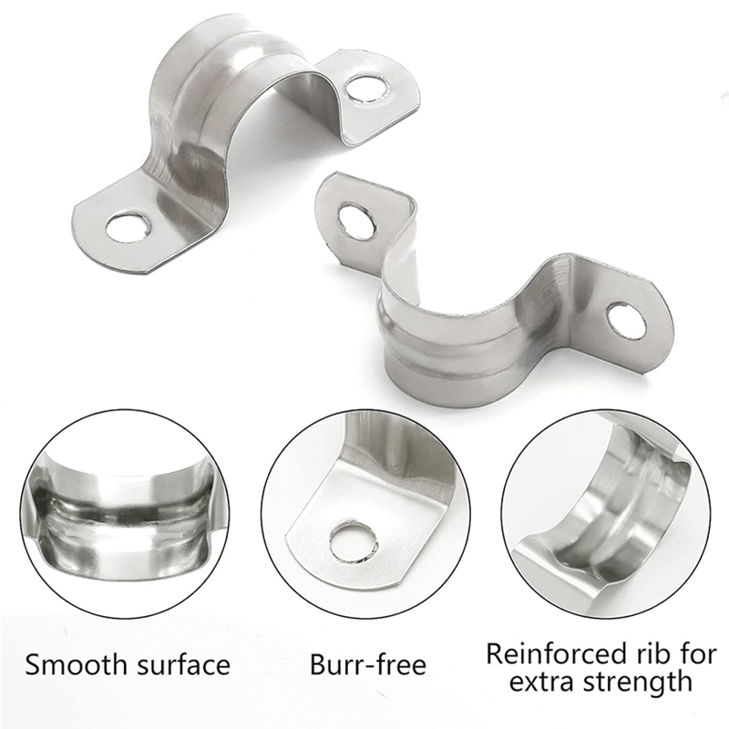 10pcs Heavy Duty Double C Clamp Conduit Metal Pipe Clamp Steel 1/2''. 3 ...