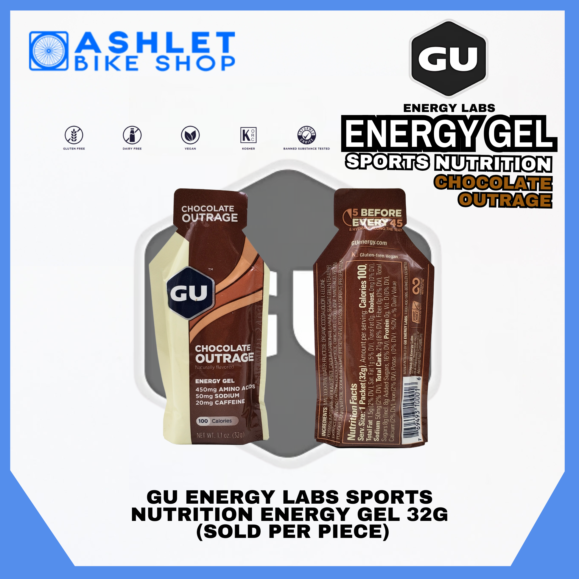 GU ENERGY LABS Athletic Performance Sports Nutrition ENERGY GEL 32grams ...