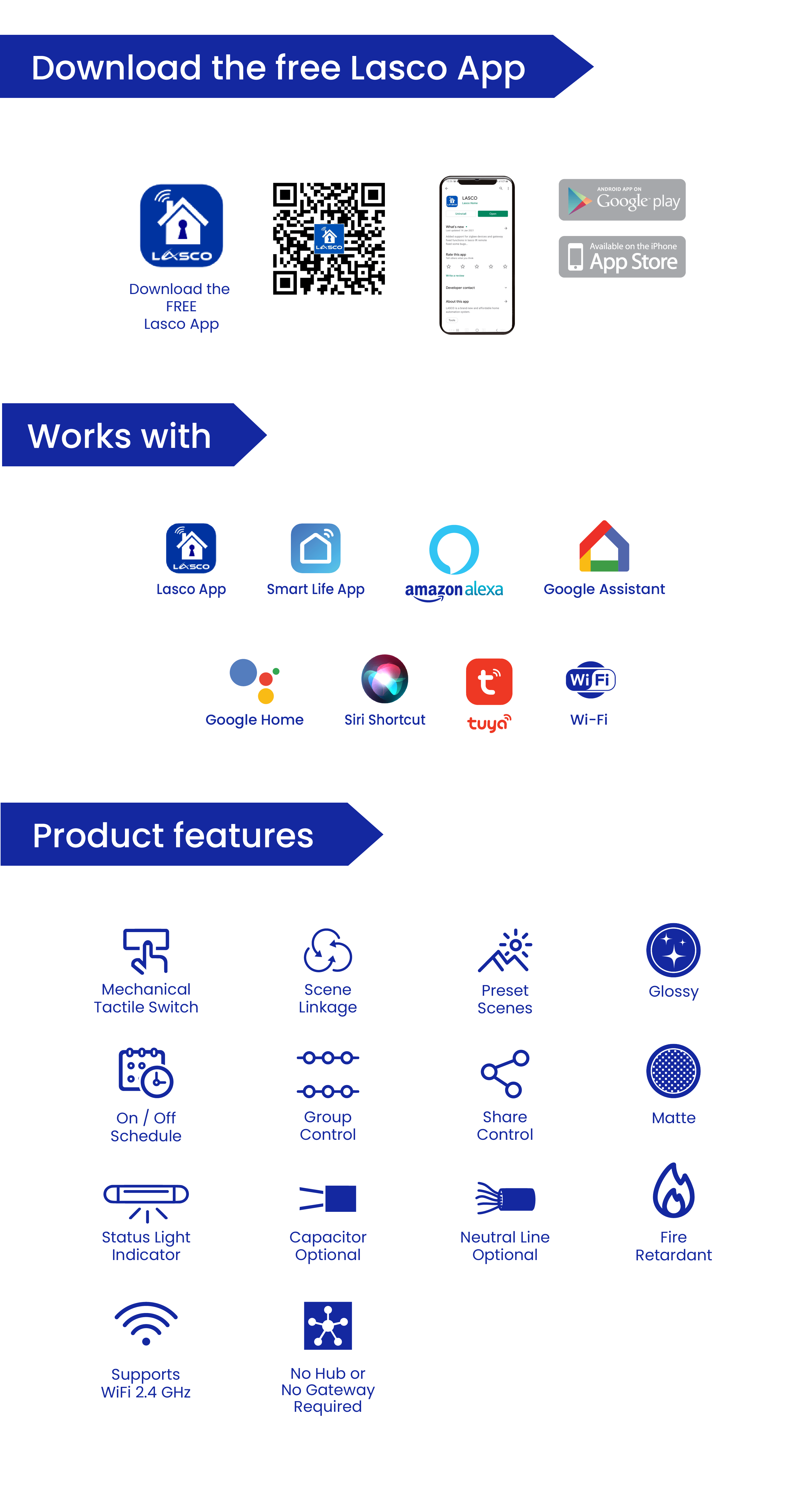 Lasco 3 Gang Wi-Fi Mechanical Wall Switch (White, Black, or Gray ...