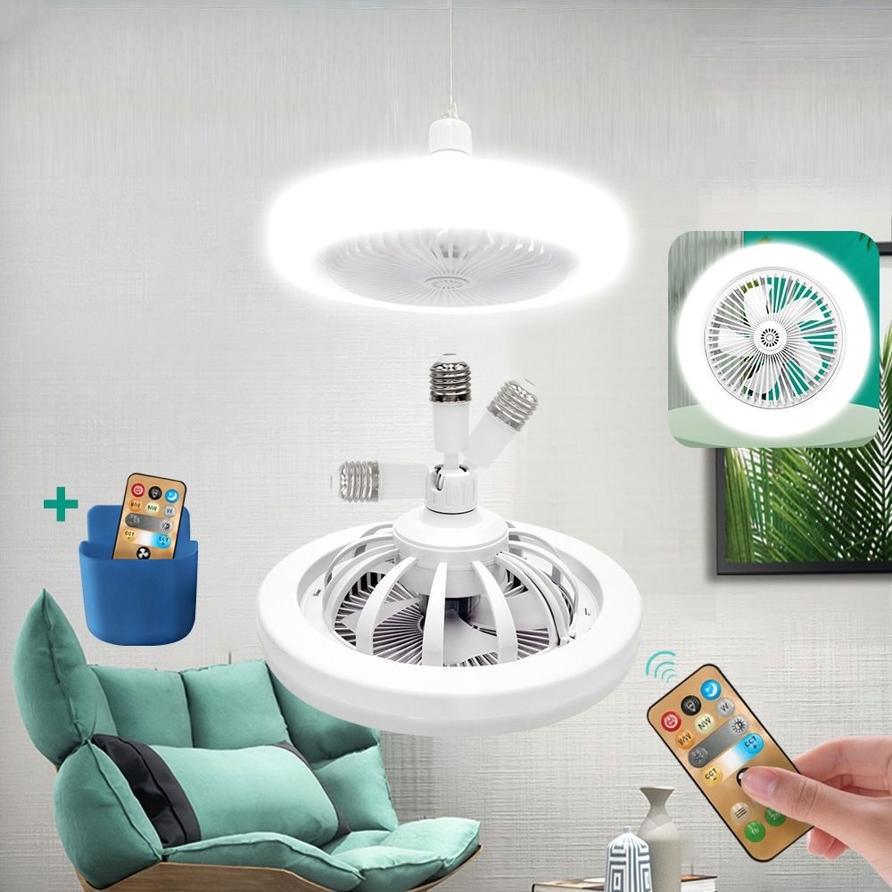 Ceiling Fan with 3 Colors Light Ceiling Light Remote Control LED E27 ...