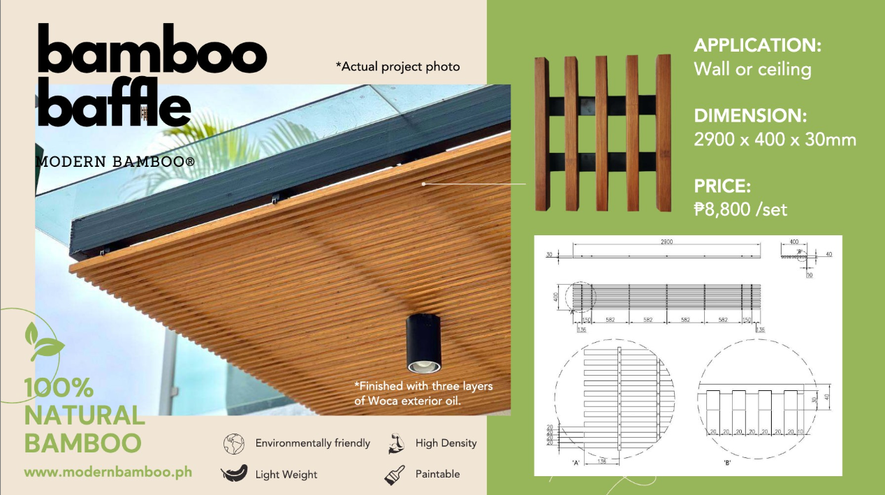 Modern Bamboo Baffle 100% Natural Solid Bamboo Material Divider Wall ...