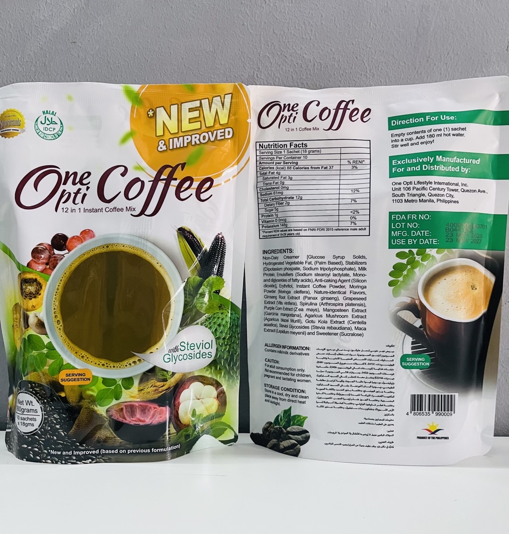 ONE OPTI COFFEE 12 in 1 Instant Coffee Mix ( 10 Sachet) | Shopee ...