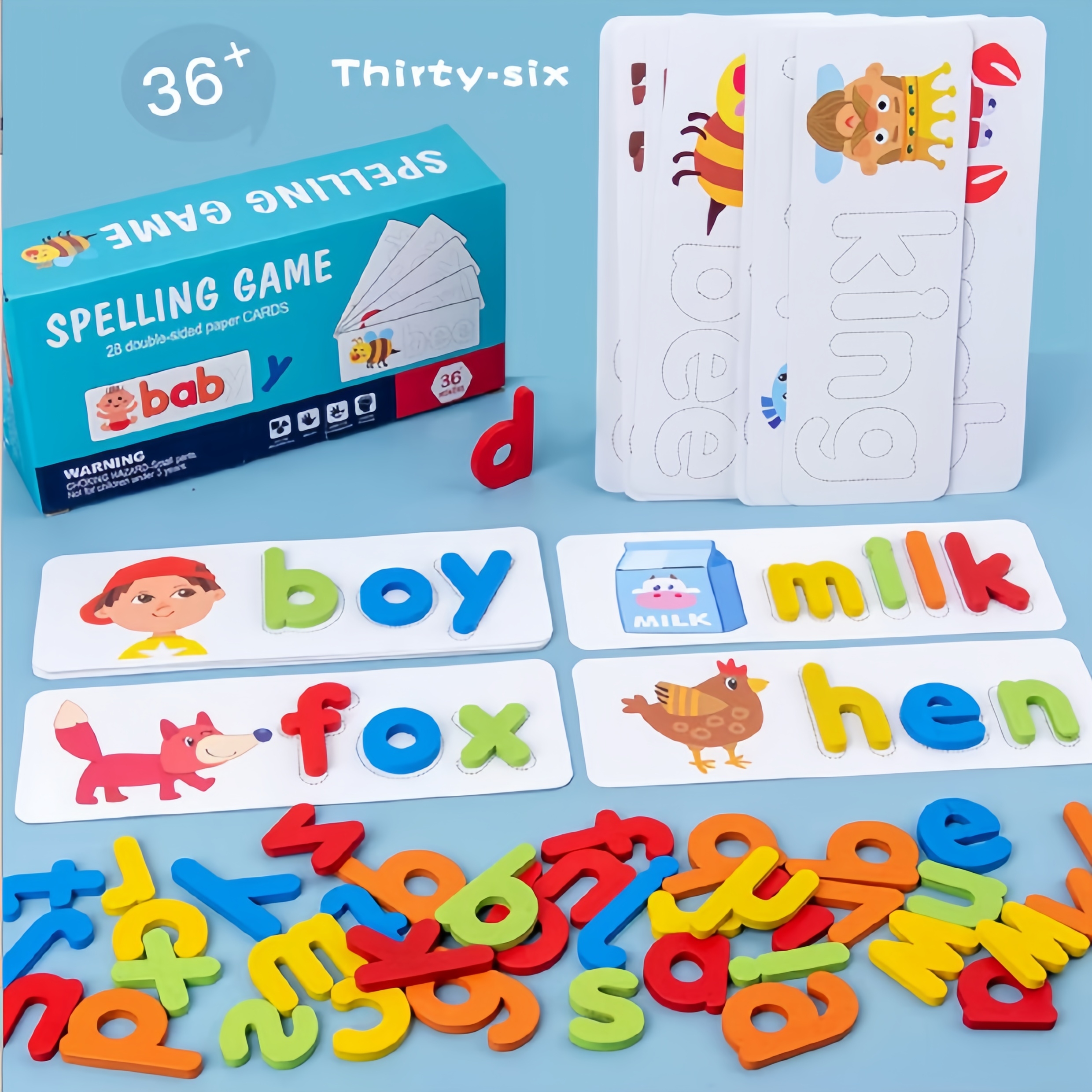 Children's Wooden Alphabet Jigsaw Puzzle Word Game Early Educational ...