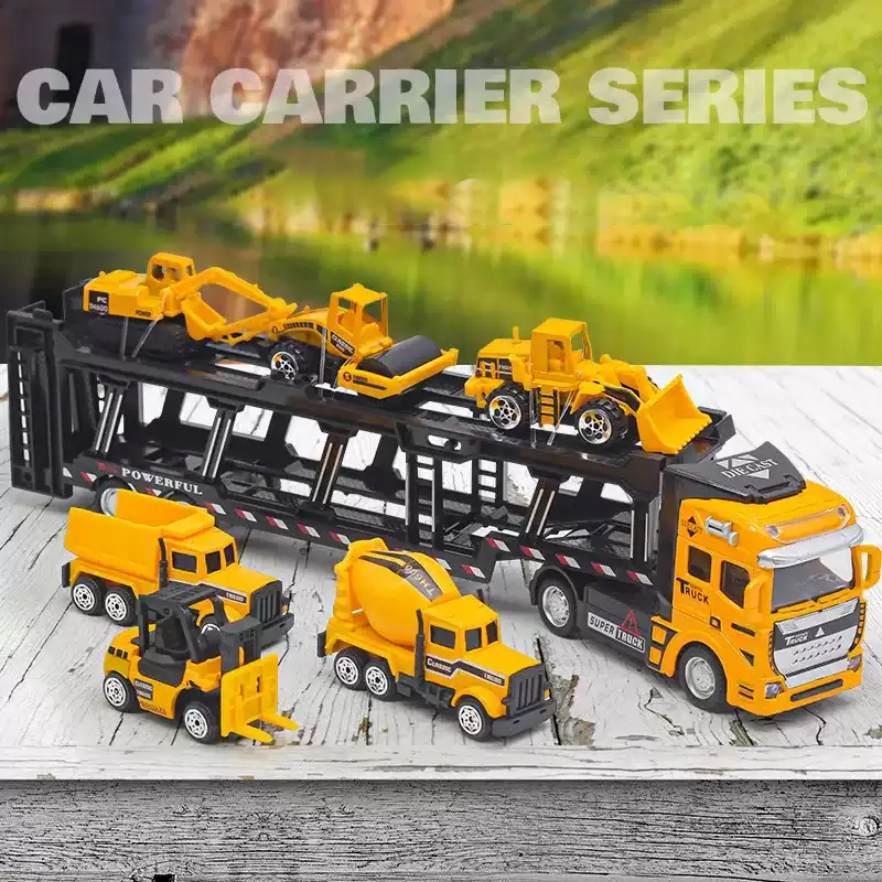 Transporter Truck Lorry Alloy Truck Toys With Mini Cars Vehicle Trailer ...