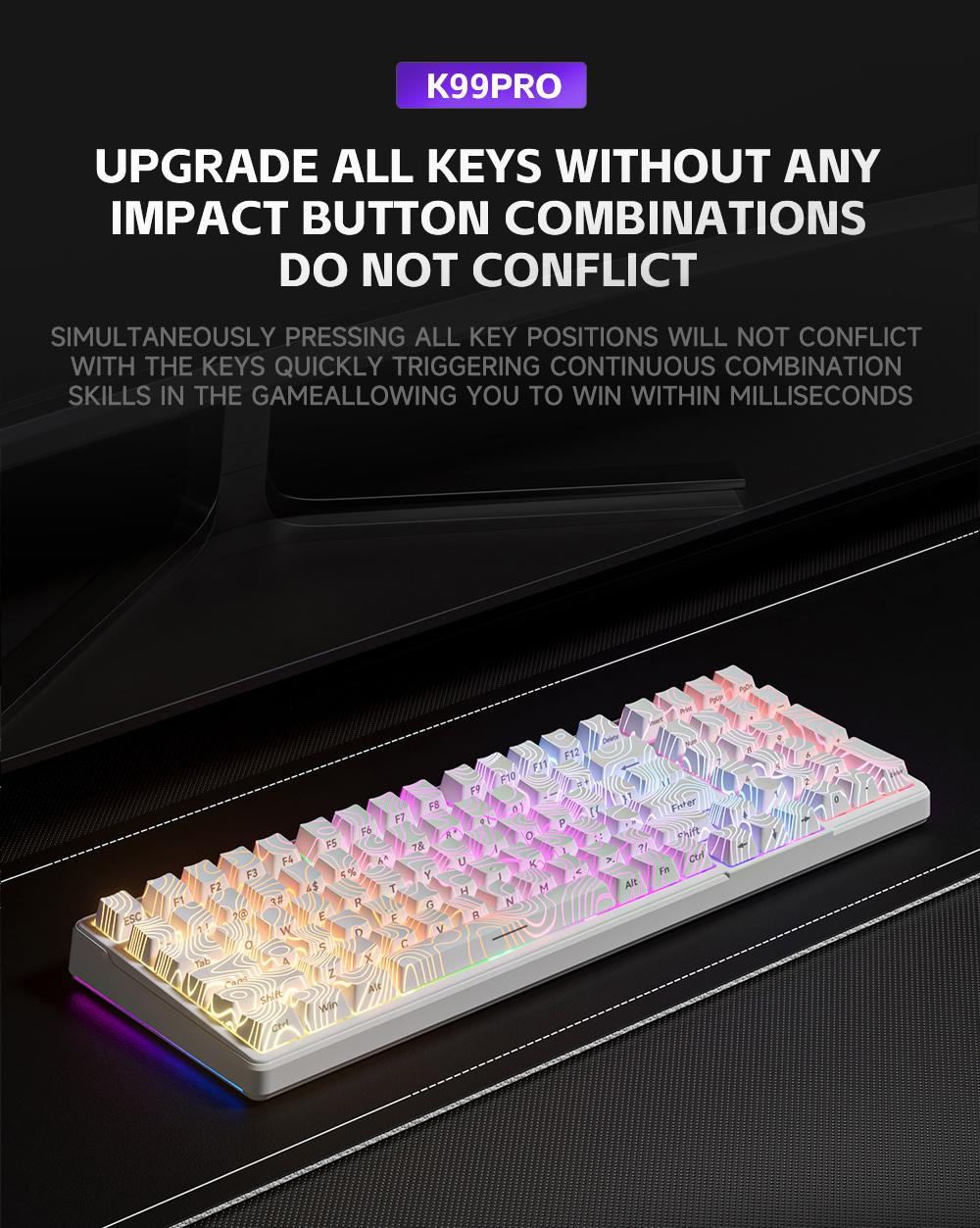 FURYCUBE K99 PRO Mechanical Keyboard Gaming Wireless Gasket Structure ...