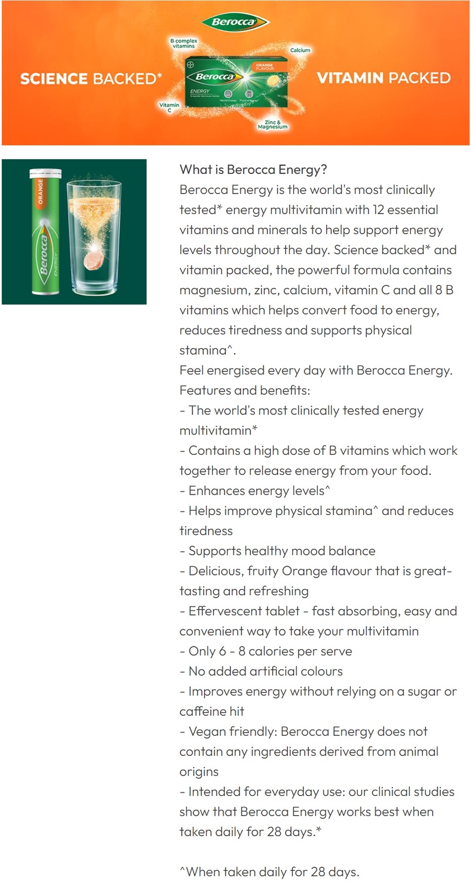 BAYER Berocca Energy Multivitamin & Minerals Effervescent 15 Tablets ...