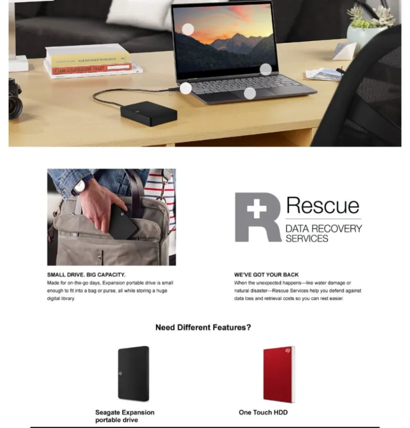 Seagate Expansion Portable Drive 1TB 2TB External Hard Drive USB 3.0 ...