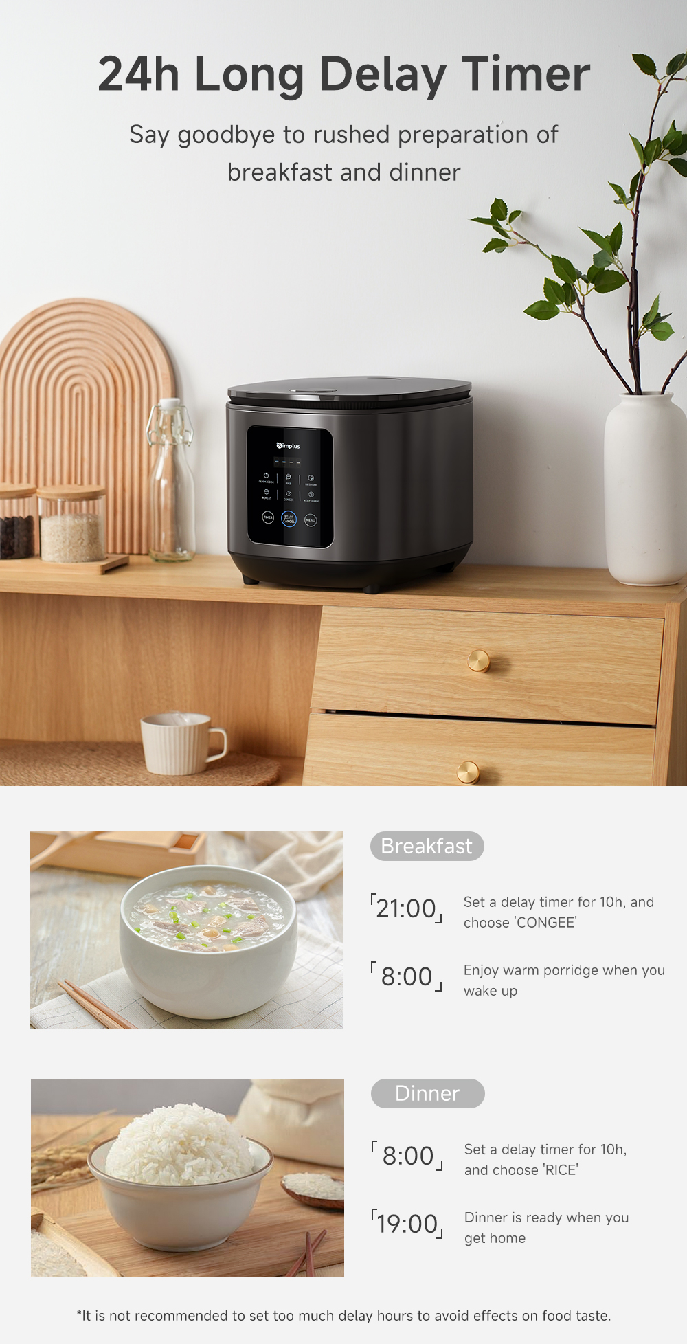 INSSA X Simplus 4L Low Sugar Rice Cooker - 6 Programs & 24H Timer, PFOA ...