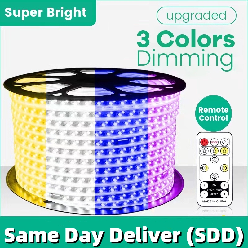 3M-50M Tri-colors Led Strip Light with Remote Dimmable Waterproof 220V ...